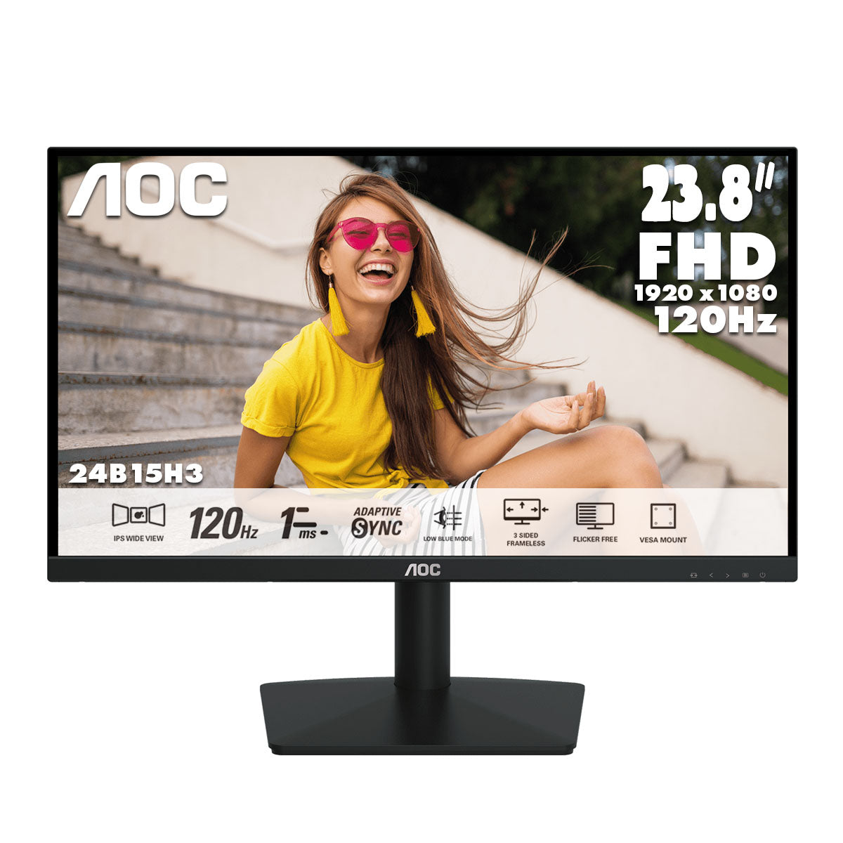 AOC 23.8" 全高清 IPS 120Hz 家用顯示器 24B15H3 – AOC Store Hong Kong